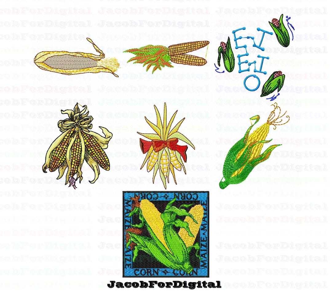 Corn Embroidery Design Bundle 2 - Instant Download - Etsy