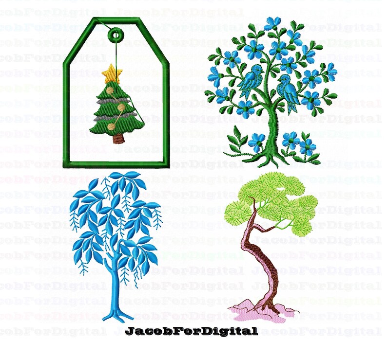 Trees Embroidery Design Bundle 8 - Instant Download - Etsy
