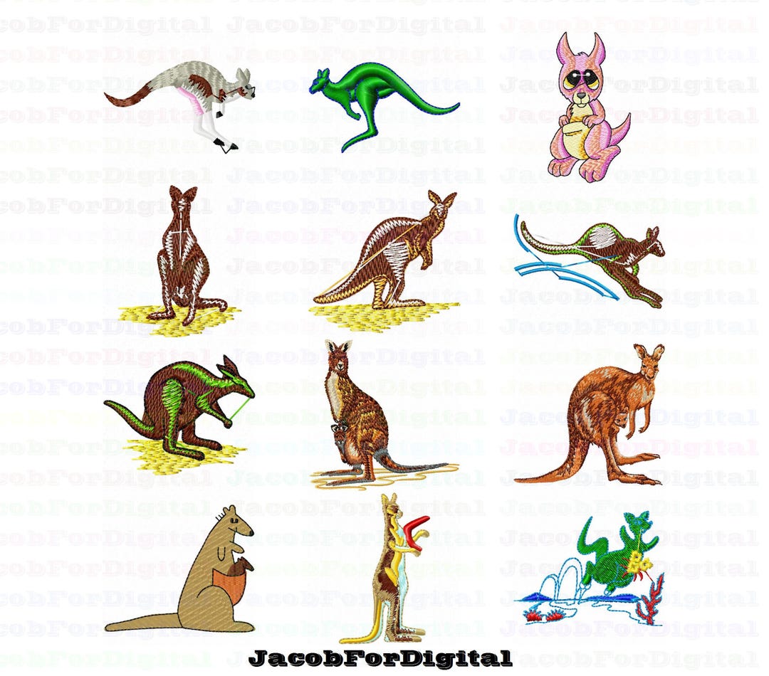 Kangaroo Embroidery Design Bundle 1 - Instant Download - Etsy