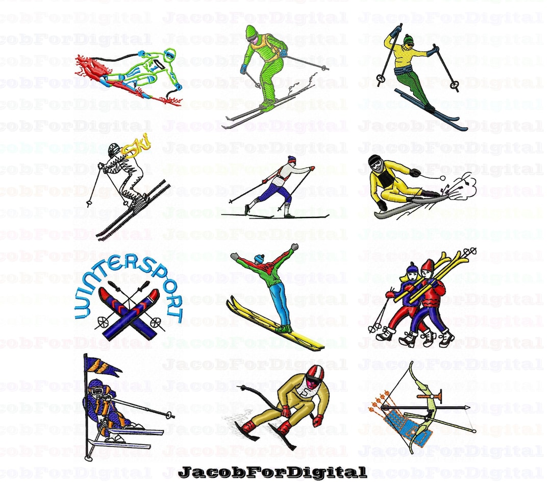 Ski Embroidery Design Bundle 8 - Instant Download - Etsy