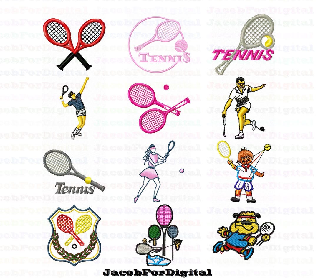 Tennis Embroidery Design Bundle 1 - Instant Download - Etsy