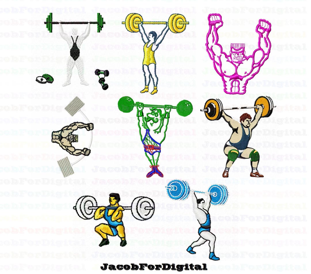 Bodybuilder Embroidery Design Bundle 1 - Instant Download - Etsy