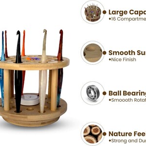 Spinning Crochet Hook Stand Crochet Hook Holder Holds FURLS Crochet ...