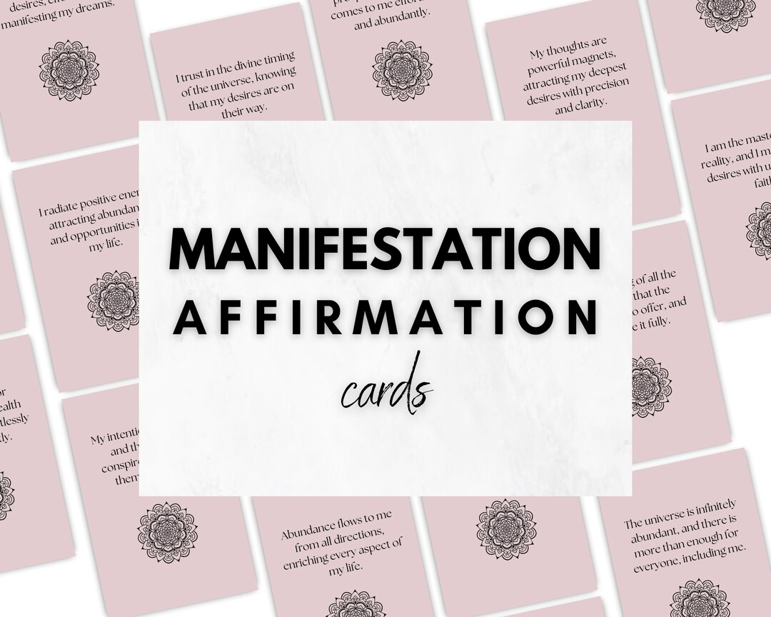 66 Manifestation Affirmation Cards, Digital Printable Cards, Canva ...