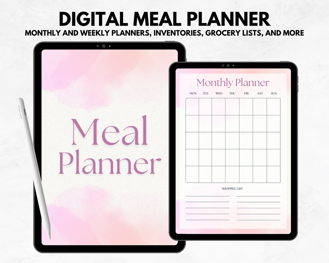 Digital Meal Planner, Weekly and Monthly Planners, Grocery List, Food ...