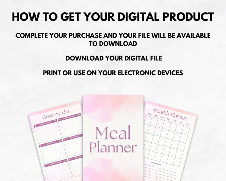Digital Meal Planner, Weekly and Monthly Planners, Grocery List, Food ...