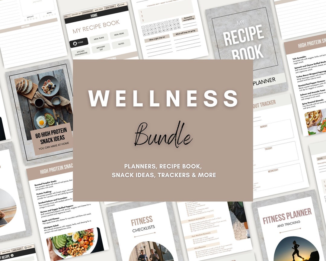 Health and Wellness Bundle | Digital Product | Planners | Recipe Book ...