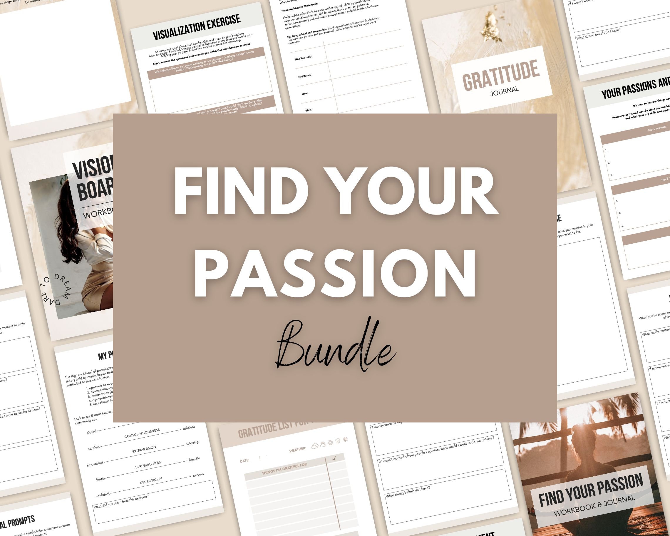 Find Your Passion Bundle | Vision Board Workbook | Gratitude Journal ...