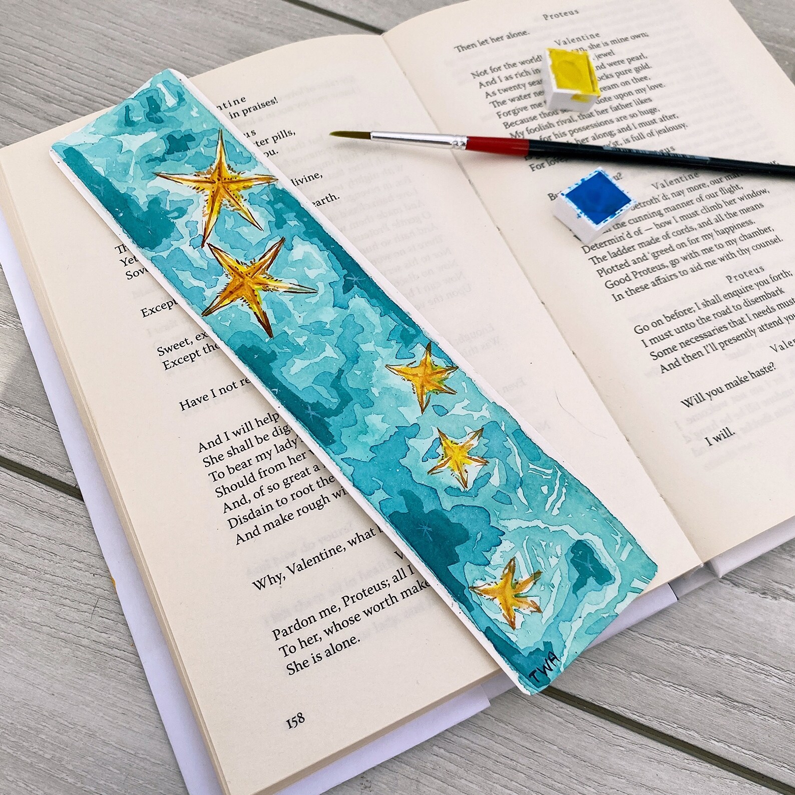 Sea Stars Watercolor Bookmark, Sea Creatures Hand Drawn Bookmarks ...