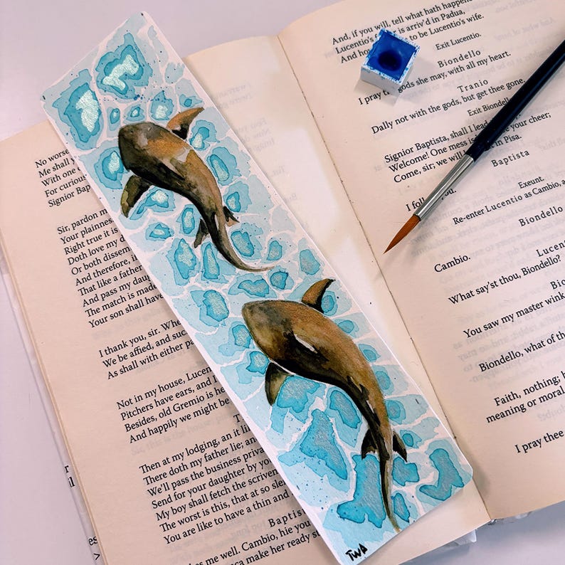 Hand Painted Watercolor Bookmark Jellyfish, Ocean Creatures, Marine ...