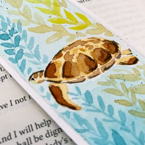 Hand Painted Watercolor Bookmark Turtle, Under the Sea, Marine Theme ...
