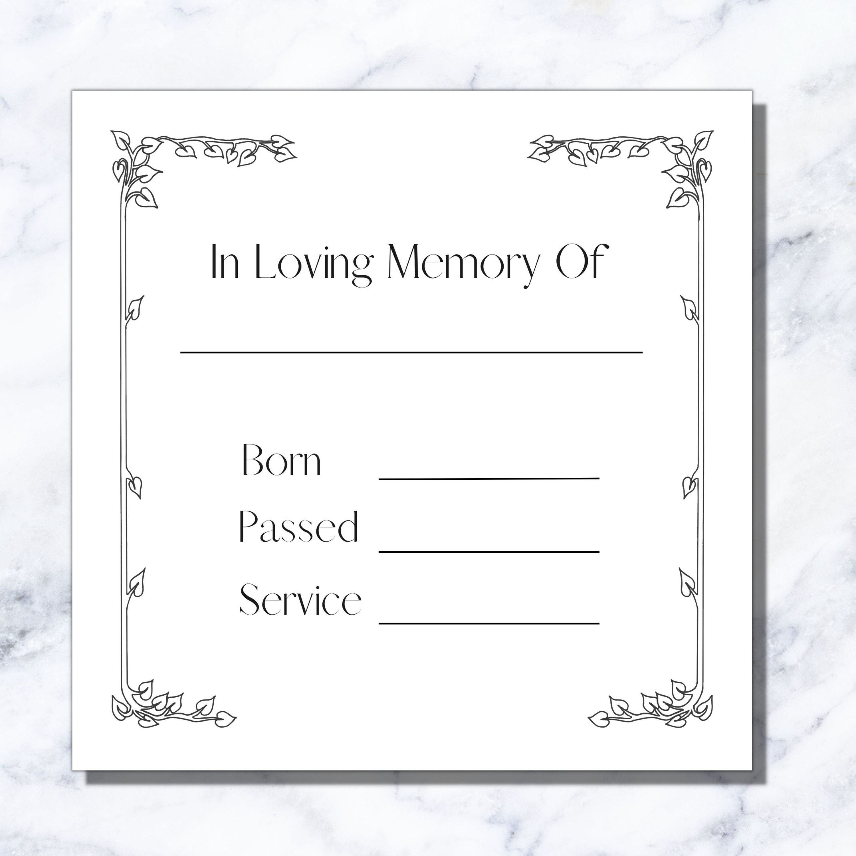 Funeral Memorial Template Printable PDF File | Low Content Book KDP ...