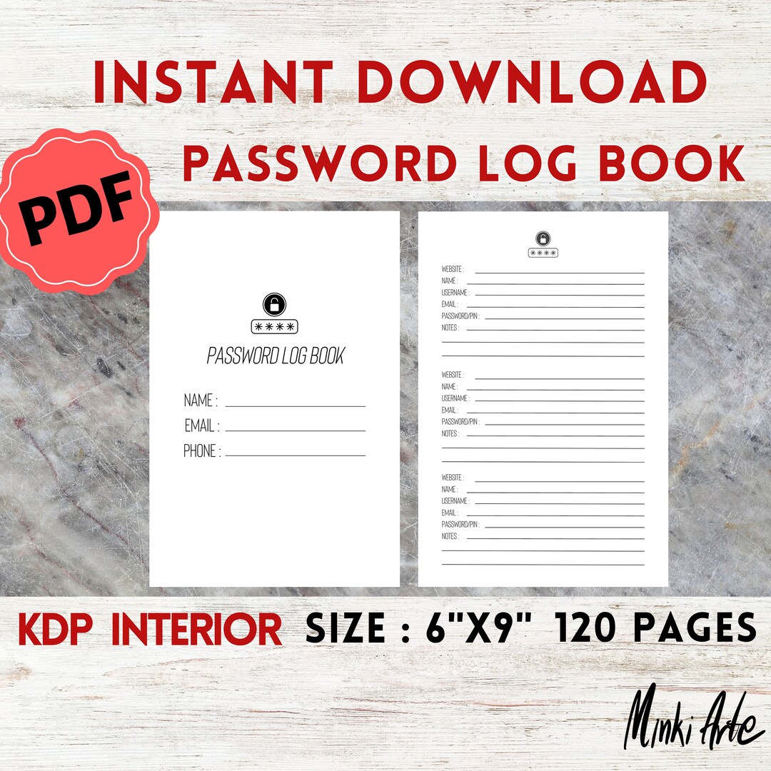 Password Log Book Organizer Logins KDP Interior Template Printable PDF ...