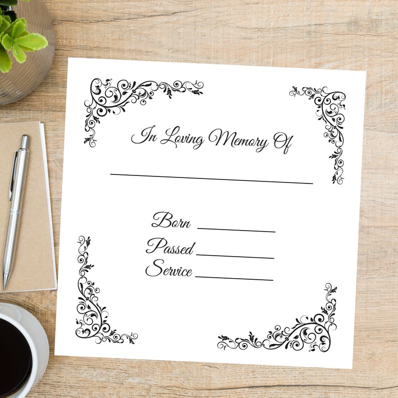 Funeral Memorial Template 8.5 X 8.5 Inches 120 Page Printable PDF File ...