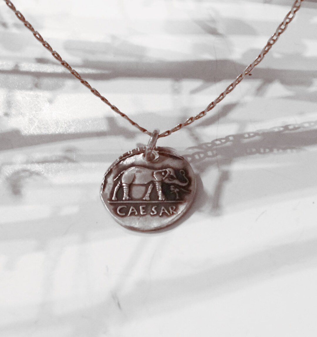 Sterling Silver Roman Coin Pendant: Handmade Elephant Medallion - Etsy