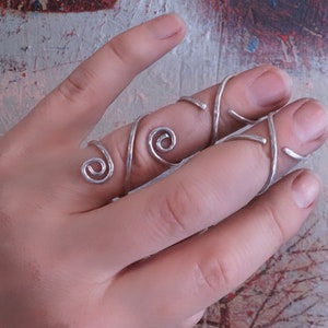 Handmade Hammered Sterling Silver Finger Splint Ring - Adjustable - Etsy