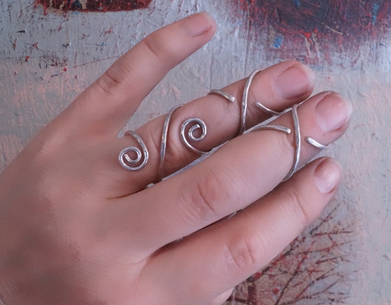 Handmade Hammered Sterling Silver Finger Splint Ring - Adjustable - Etsy