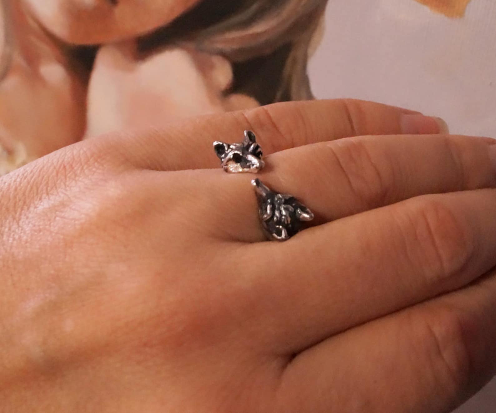 Fox ring Silver vintage ring men woman fox ring talisman | Etsy