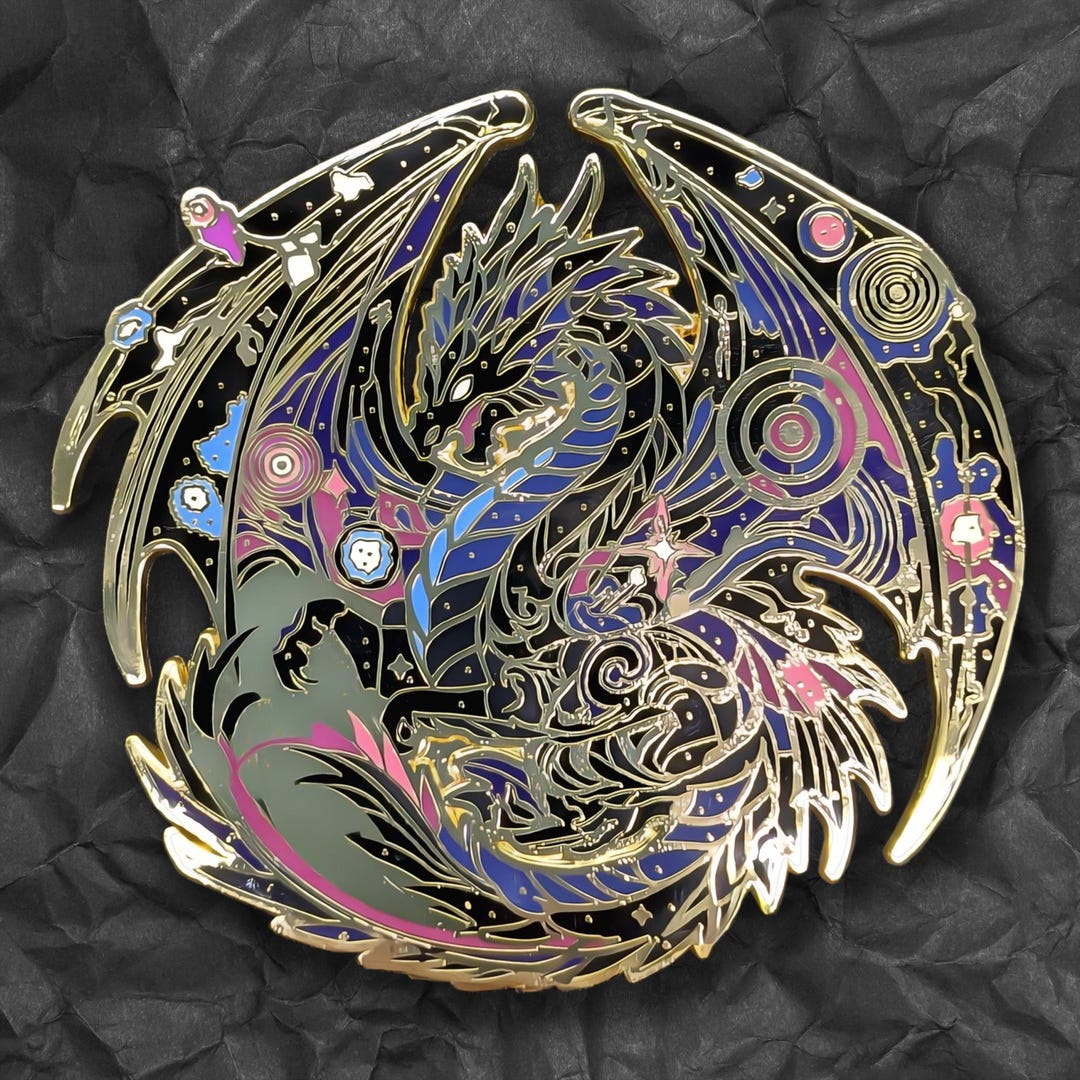 Atraxis, the Gravity Dragon Enamel Pin | 3" Gold-plated Hard Enamel Pin ...
