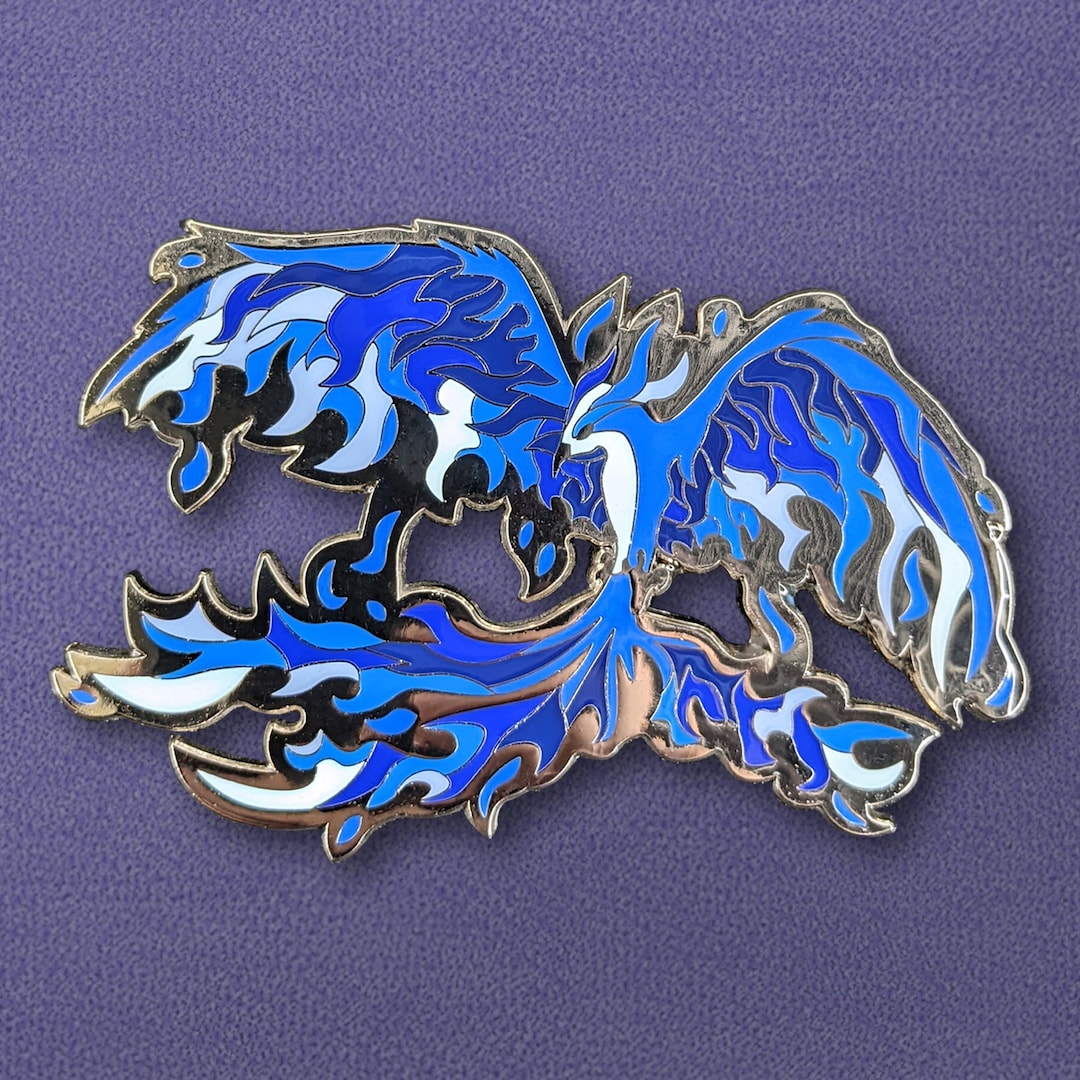 Blue Phoenix Enamel Pin Glow in the Dark Collectible Lapel Pin ...