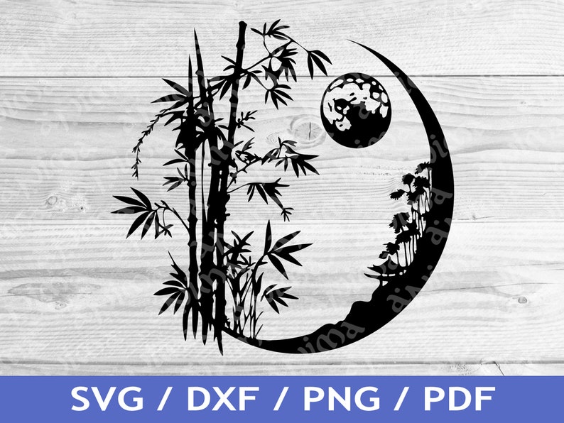 Bamboo Moon SVG Cut Out / Japanese Cricut Design / Bamboo Vector / Moon ...