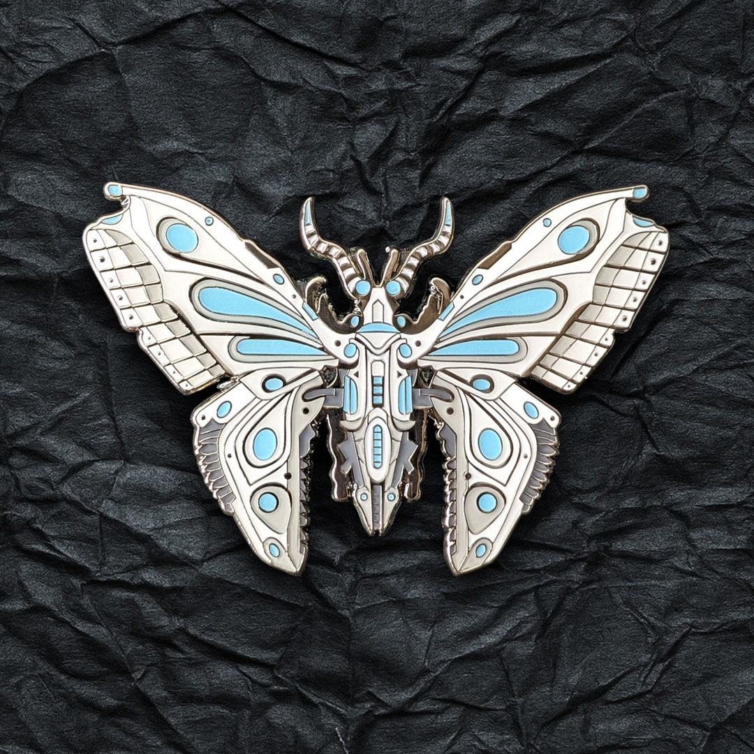 Blue Robot Butterfly Enamel Pin Glow in the Dark Collectible - Etsy