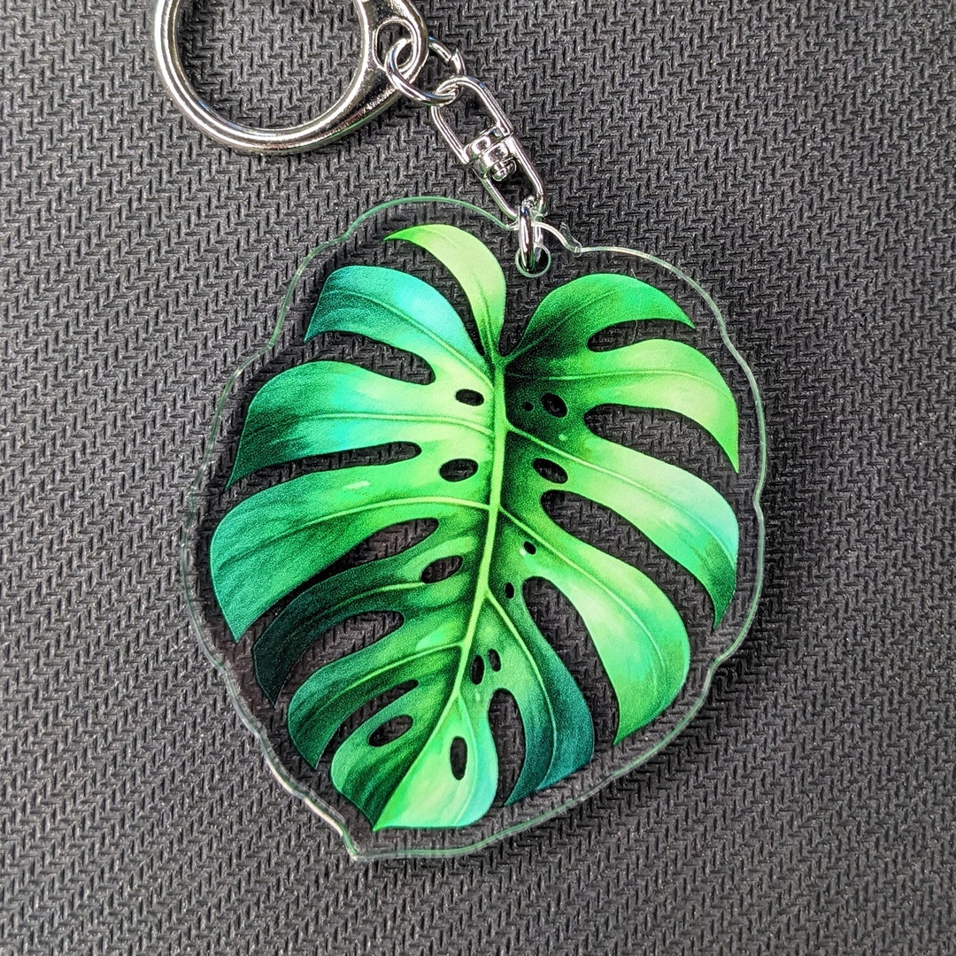Monstera Leaf Acrylic Keychain | Clear Charm, Tropical House Plant Key ...