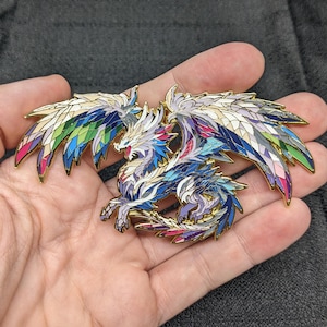 Crystal Dragon Enamel Pin | Xyloris, Gold Plated Fantasy Pin - Etsy