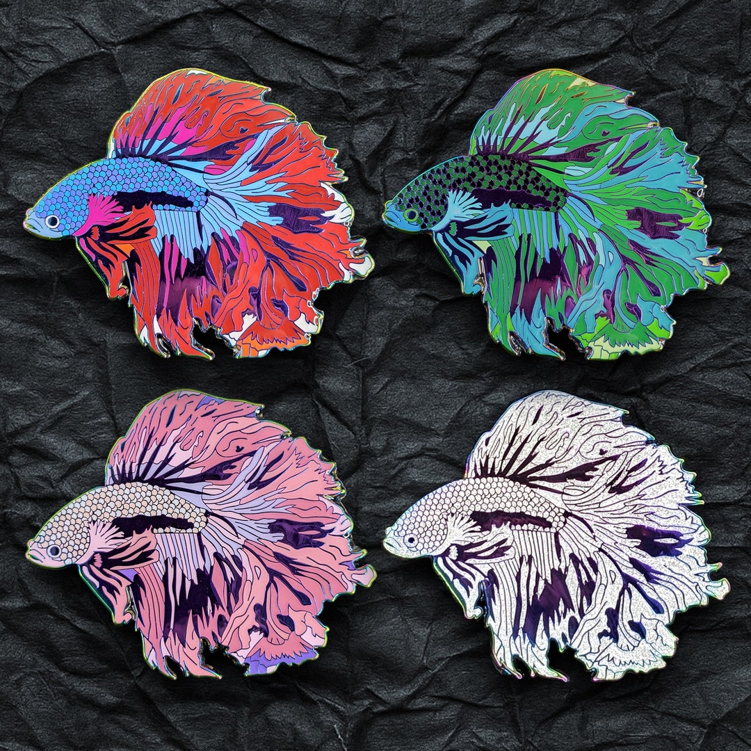 Betta Fish Enamel Pins Collectible Lapel Pins, Siamese Fighting Fish ...