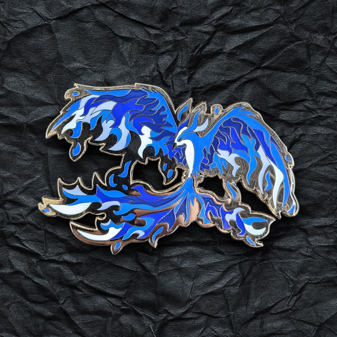 Blue Phoenix Enamel Pin Glow in the Dark Collectible Lapel - Etsy