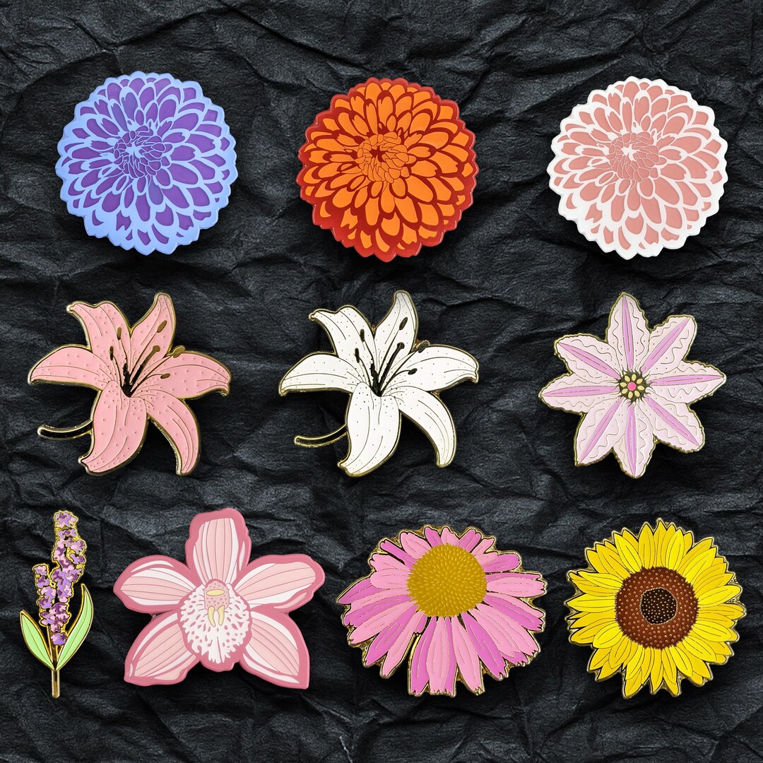 Flower Enamel Pins Collectible Lapel Pins, Floral Blossom Brooch ...