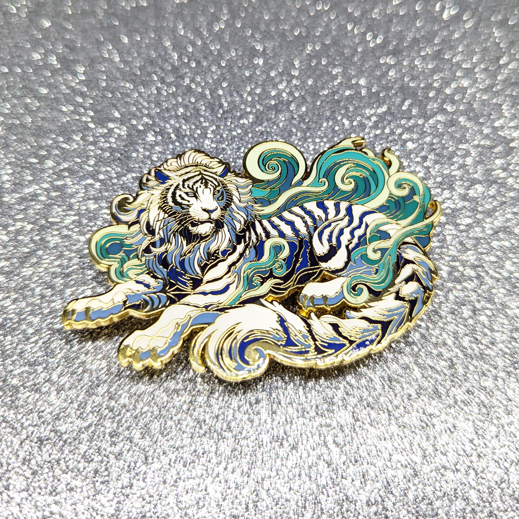 White Tiger Pin - Byakko Hard Enamel Pin, Japanese Mythology ...