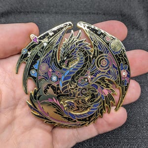 Atraxis, the Gravity Dragon Enamel Pin | 3" Gold-plated Hard Enamel Pin ...