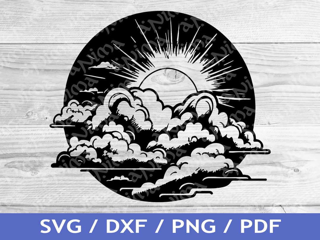 Sunrise Clouds SVG Cut Out / Clouds Cricut Design / Clouds Vector / Sun ...
