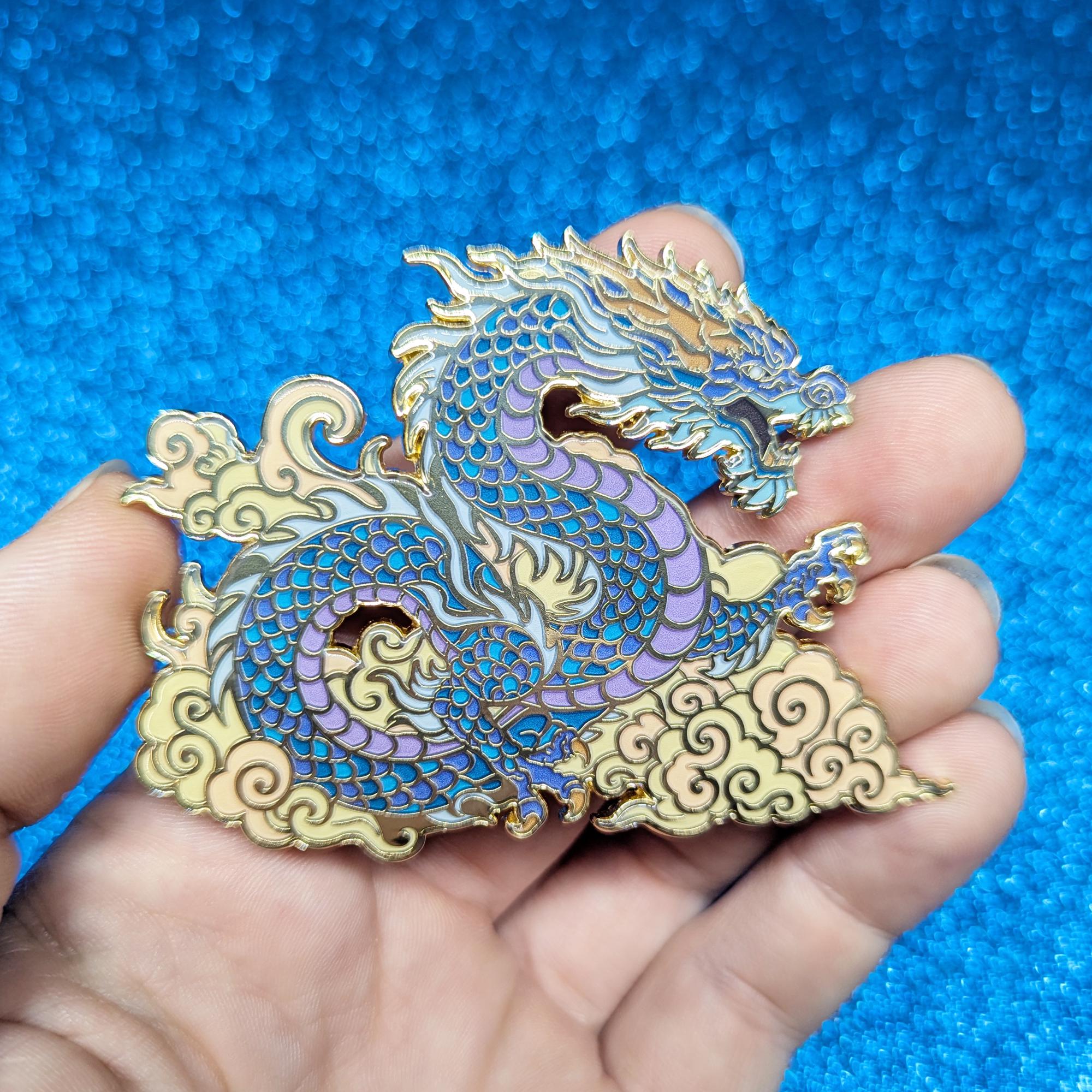 Azure Dragon Pin - Seiryu Hard Enamel Pin, Japanese Mythology ...