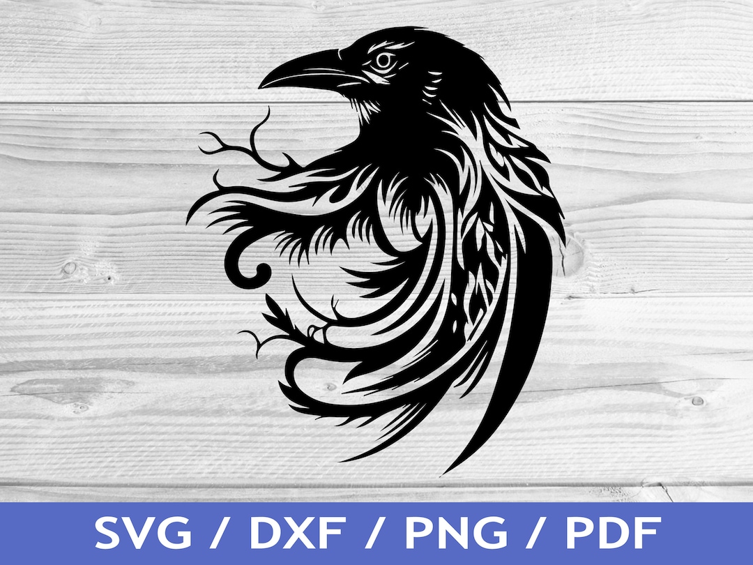 Raven SVG Cut Out / Raven Head Cricut Design / Bird T Shirt Design / Laser File / Sublimation ...