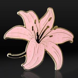 Pink Lily Enamel Pin - Cute Floral Lapel Brooch | Gold Metal ...