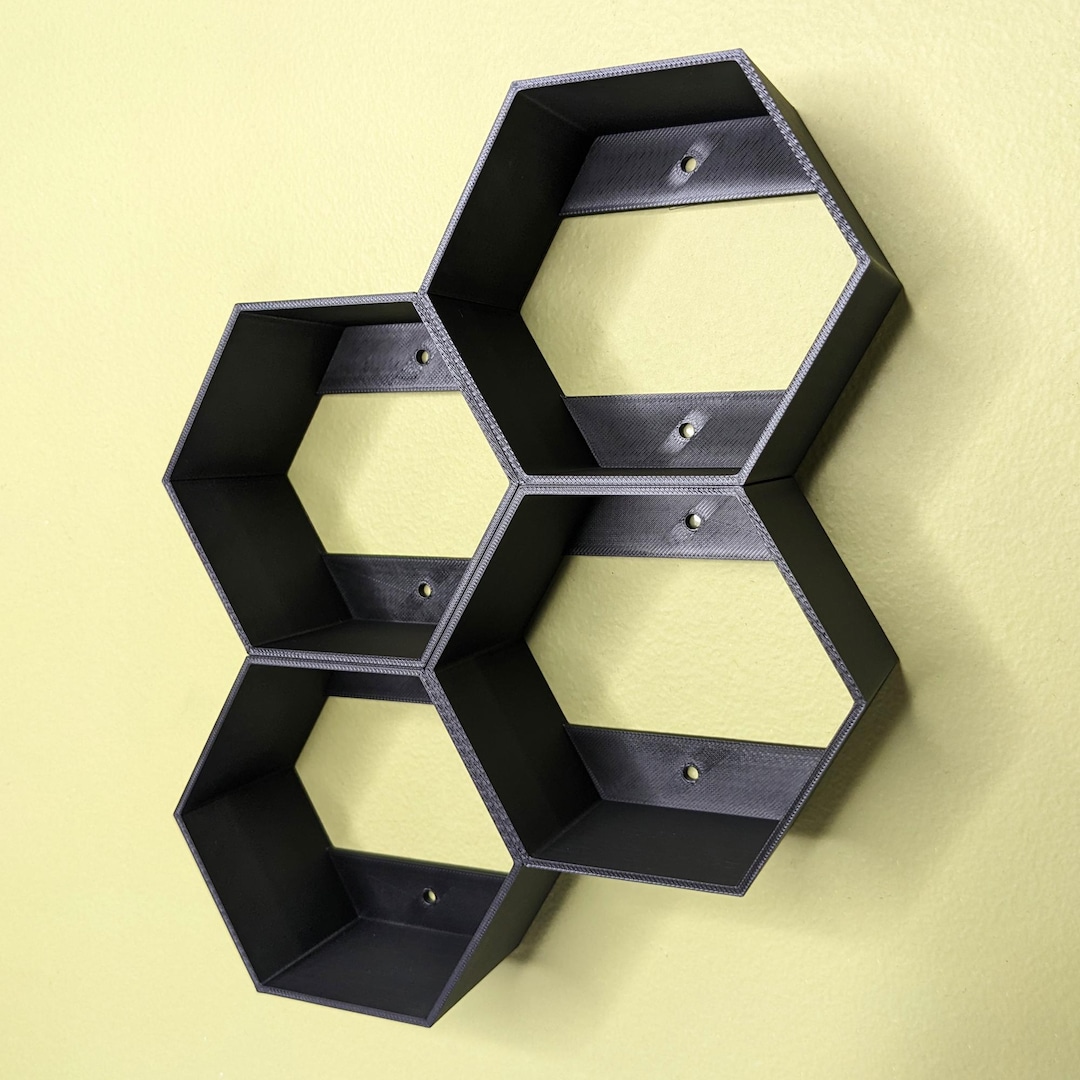 Modern Hexagon Wall Shelves STL Files | 3D Printable Wall Decor ...