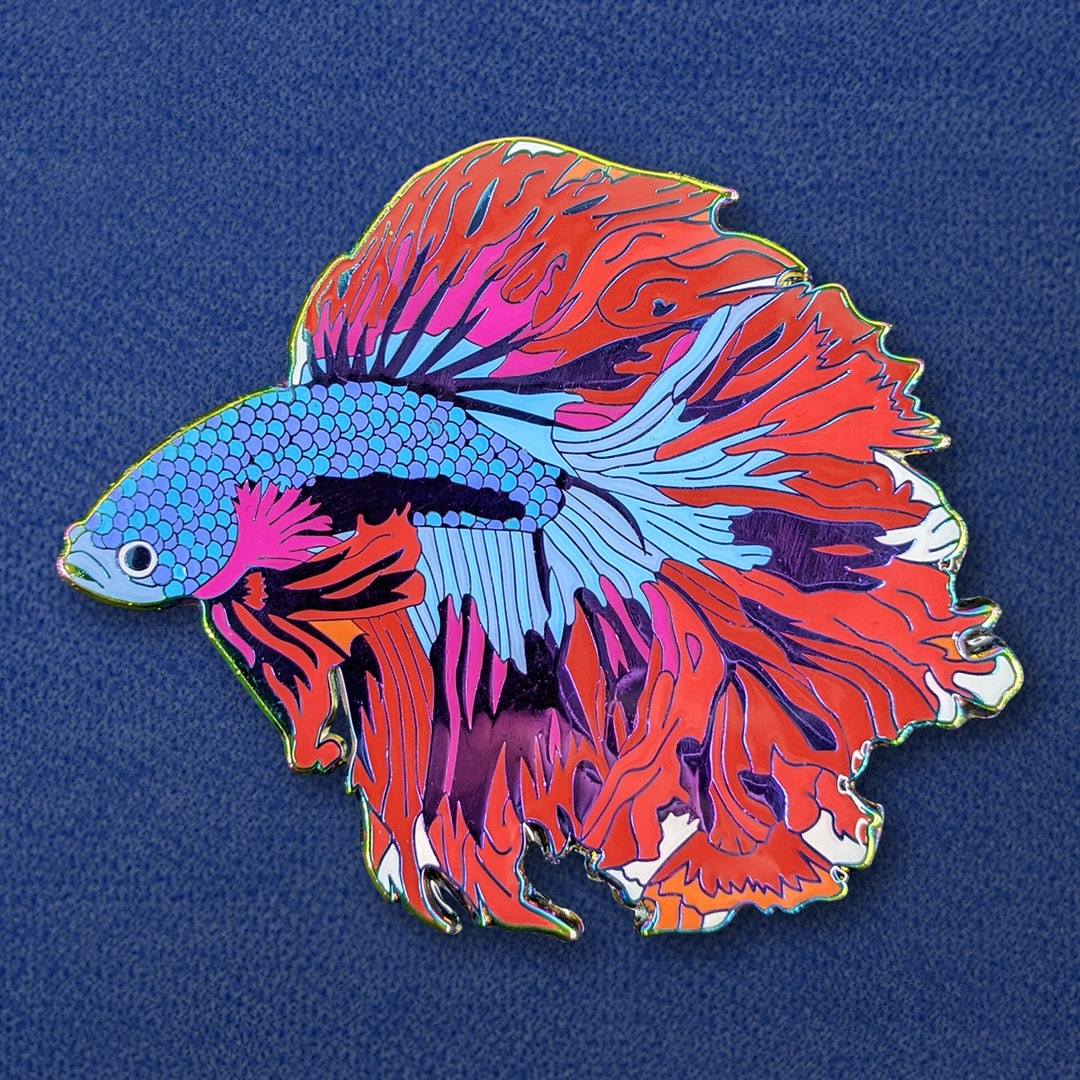 Betta Fish Enamel Pin red Moon Collectible Lapel Pin, Siamese Fighting ...
