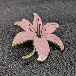 Pink Lily Enamel Pin - Cute Floral Lapel Brooch | Gold Metal ...