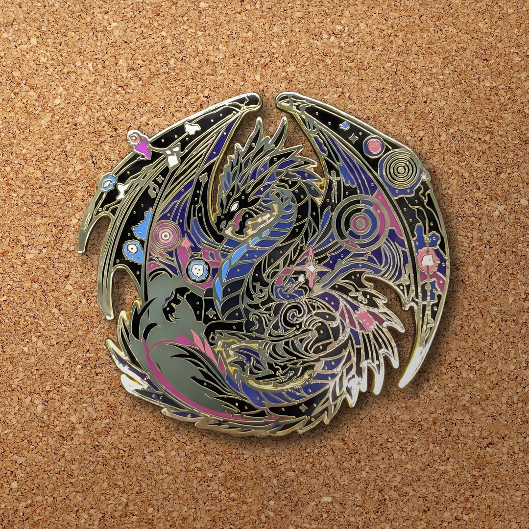 Atraxis, the Gravity Dragon Enamel Pin | 3" Gold-plated Hard Enamel Pin ...