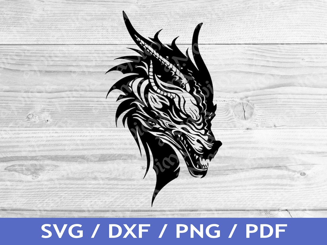 Dragon Head SVG Cut Out / Dragon Cricut Design / Fantasy Dragon T Shirt ...