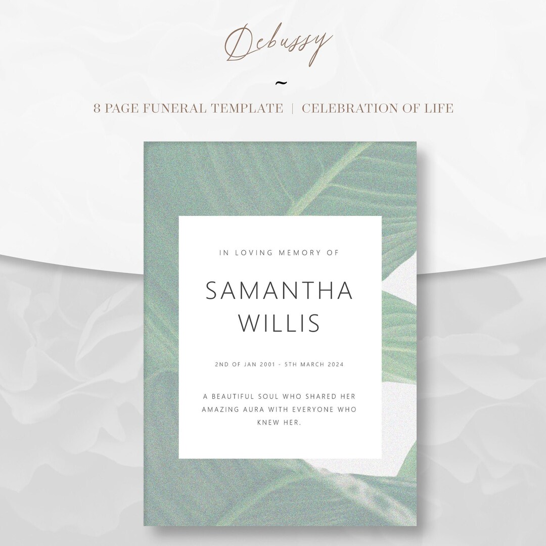 Order of Service Funeral Template for Word | Editable Funeral Program ...
