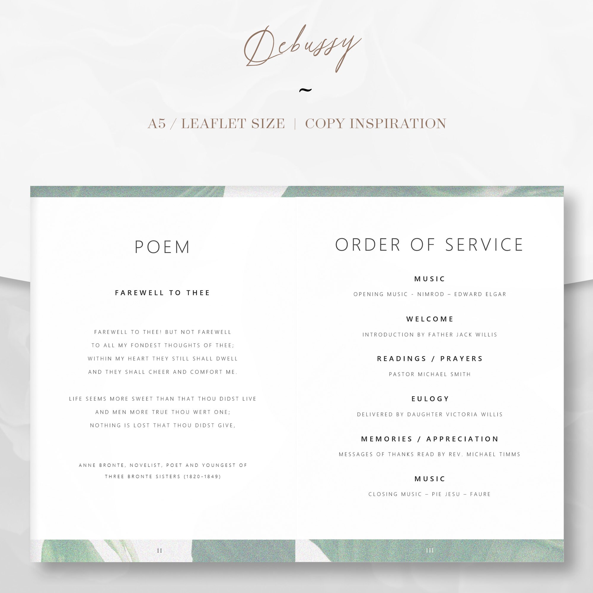 Order of Service Funeral Template for Word | Editable Funeral Program ...