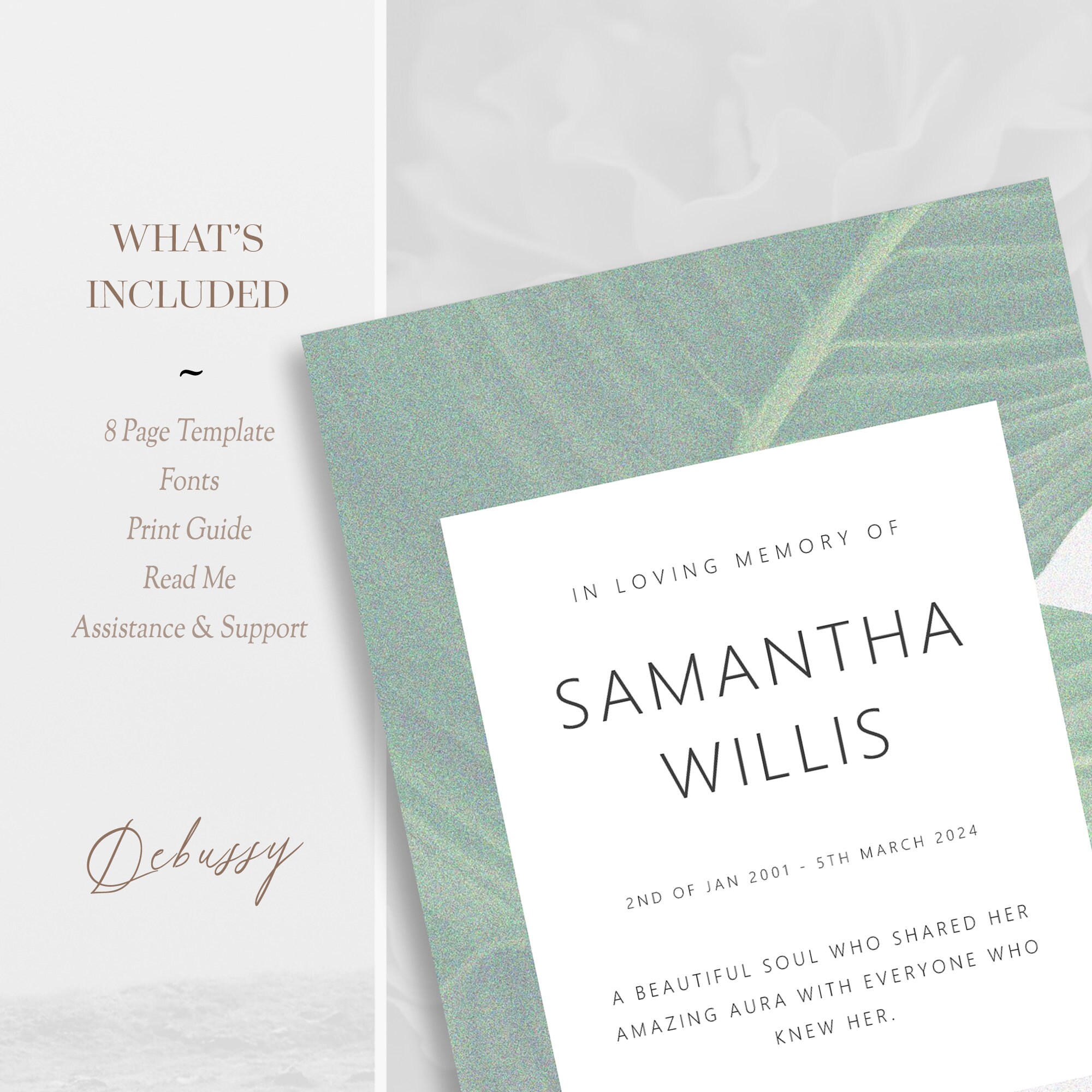 Order of Service Funeral Template for Word Editable Funeral Program ...