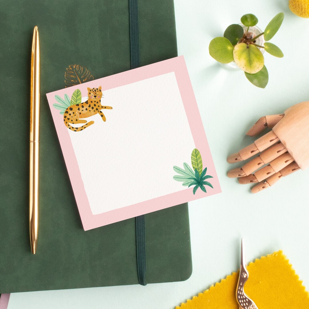 Jungle Notepad, Handmade, to Do List, Planner, Notepad, Leopard, Plants ...