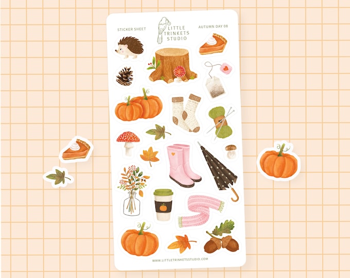 Autumn Sticker Sheet, Planner Stickers, Pumpkin Stickers, Bullet ...