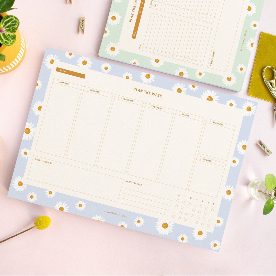 Daisy A4/A5 Planner Set, Daily and Weekly Schedule Notepads - Etsy UK