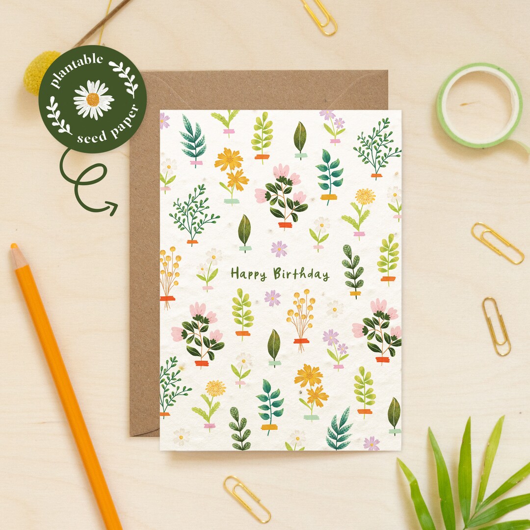 Plantable Flower Seed Paper Cards, Birthday Card, Congratulations, Seed ...