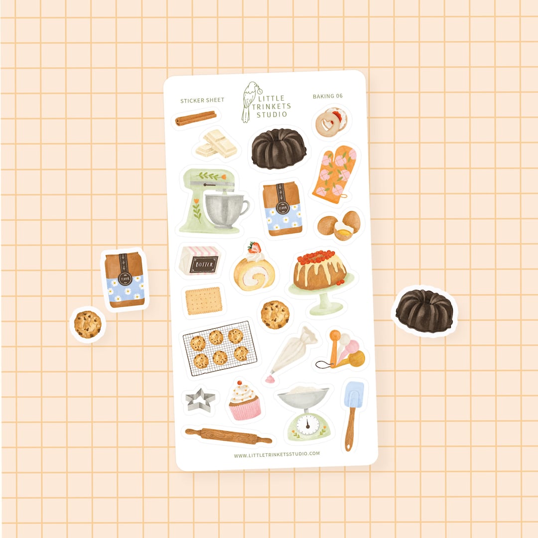 Baking Sticker Sheet, Planner Stickers, Cupcake Stickers, Kitchen ...